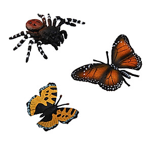 Toymany 12PCS Realistic Bugs Figures Toys - Plastic Insects Figurines Set with Bee Beetle Mantis Spider Ladybug Butterfly Scorpion - Halloween Party Favor School Project Gift for Kids Toddlers