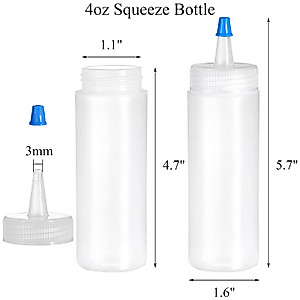 Fasmov Squeeze Bottle, 40 Pack 4-ounce Plastic Condiment Squeeze Squirt Bottles, Plastic Squeeze Bottles with Blue Tip Cap for Ketchup, Sauces, Salad Dressings, Crafts and More