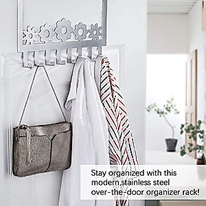 Sporgard Over The Door Hook Hanger, Heavy-Duty Organizer for Coat, Towel, Bag, Robe, Cap– Stainless Steel 8 Hooks Rack,Nice Gift for Christmas and New Year