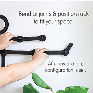 Three by Three Seattle FIT•Check! Minimalist Wall Rack in Black Metal – Customizable, Elegant Hanging Hook Solution – Add Style with Flexible Installation – Fully Extended: 45.5 x 1.45 x 1.5 in