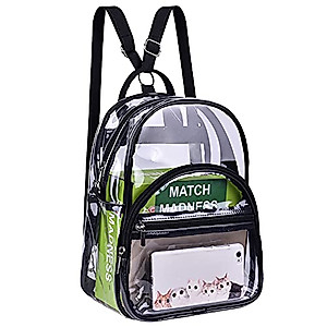 Oraben Small Clear Backpack Stadium Approved,Small Clear Purse Backpack Clear Cute Daypacks Convertible Shoulder Bag Clear Bag for Women Girls (Black,Small)
