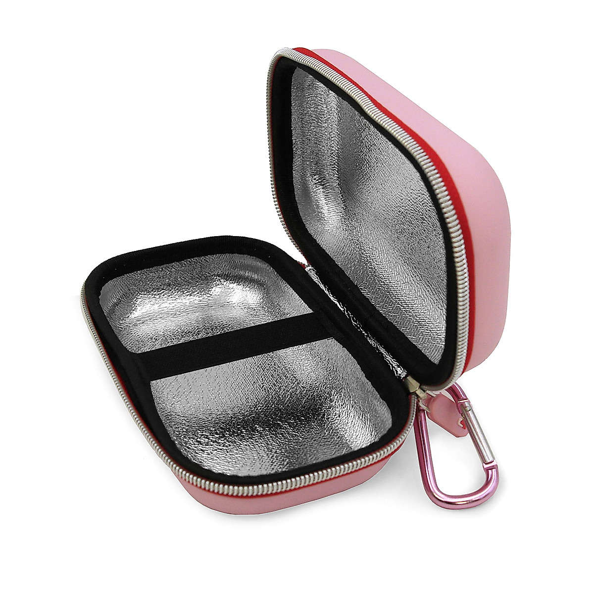 CASEMATIX Pink Compact Insulated Asthma Inhaler Travel Bag Case Compatible with Chamber Inhaler Spacer, Masks and More - Does Not Fit Spacers Longer Than 6.25 inches, Includes CASE ONLY