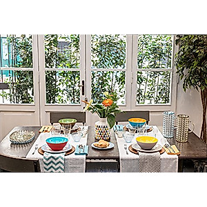 Guzzini My Fusion Large Bowl, BPA-Free Shatter-Resistant Acrylic, 9-3/4 inch Diameter, Ideal for Serving Main Dishes, Salads and Snacks, Grey, Yellow (Model: 281425141)