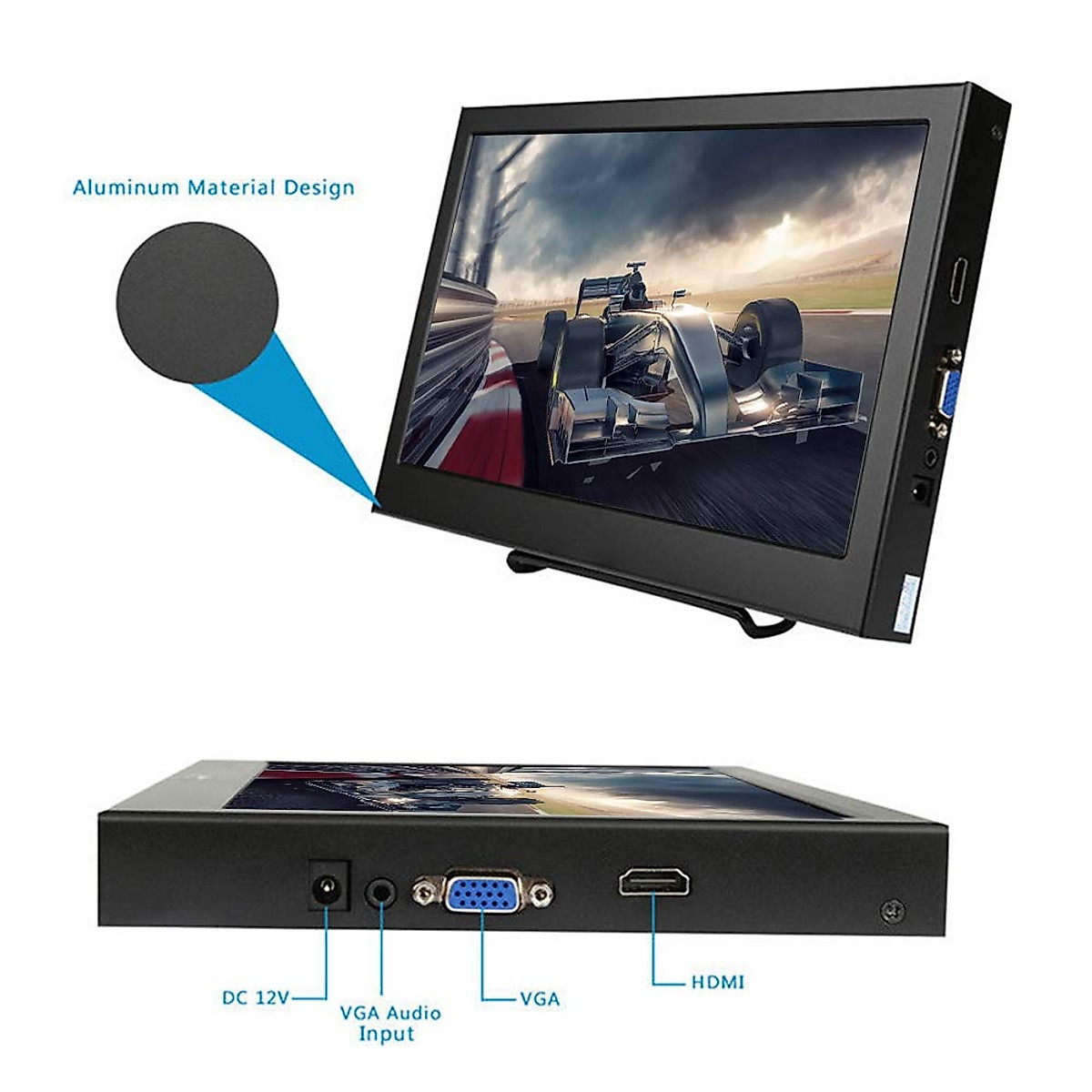 Portable 11.6 Inch Monitor 16:9 IPS Display 1920x1080 Full HD, 170° Widescreen Gaming Monitor with HDMI, VGA, Dual Builtin Speakers, 3.5mm o Port, for Raspberry PS3 PS4 Windows etc.(11.6inch)