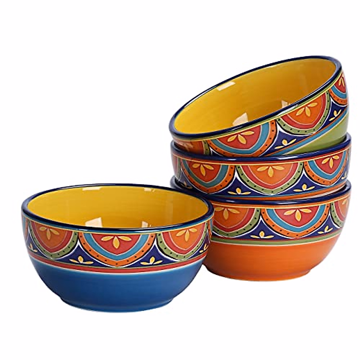 Bico Tunisian 26oz Ceramic Cereal Bowls Set of 4, for Pasta, Salad, Cereal, Soup & Microwave & Dishwasher Safe