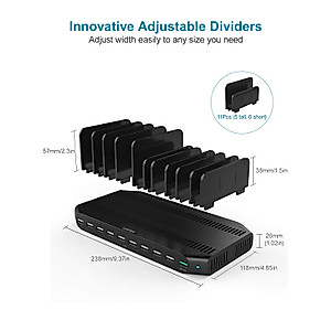[Bundle] 4-Port USB 3.0 Hub Long Cable 48-inch with Micro USB Charging Port & QC3.0 Charging Station for Multiple Devices