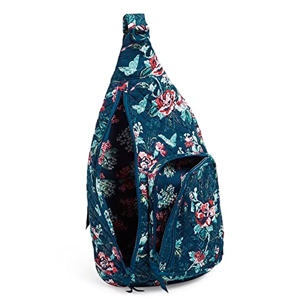 Vera Bradley Women's Cotton Sling Backpack, Rose Toile - Recycled Cotton, One Size