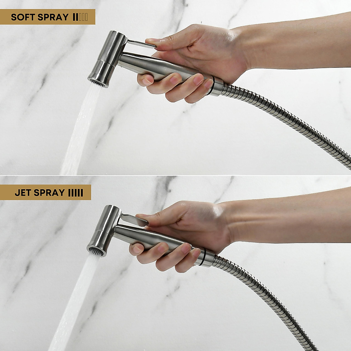 Purrfectzone Bidet Sprayer for Toilet, Handheld Sprayer Kit, Hand Held Bidet, Cloth Diaper Sprayer Set - Easy to Install - Stainless Steel