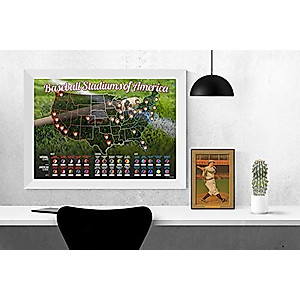 Baseball Stadiums of America Scratch Off Map | Lists National & Major League Teams | MLB Ballpark Wall Poster, Bucket List, & Tracker of Visited Parks | Gift for Baseball Enthusiasts & Sport Fans