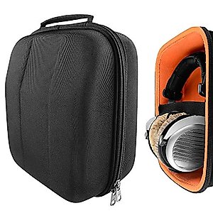 Geekria Shield Case for Large Sized Over-Ear Headphones, Replacement Extra Hard Shell Travel Carrying Bag with Cable Storage, Compatible with Sennheiser HD800S, Beyerdynamic Headsets (Black)
