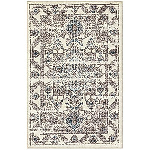 Maples Rugs Distressed Tapestry Vintage Kitchen Rugs Non Skid Accent Area Floor Mat [Made in USA], 2'6 x 3'10, Neutral