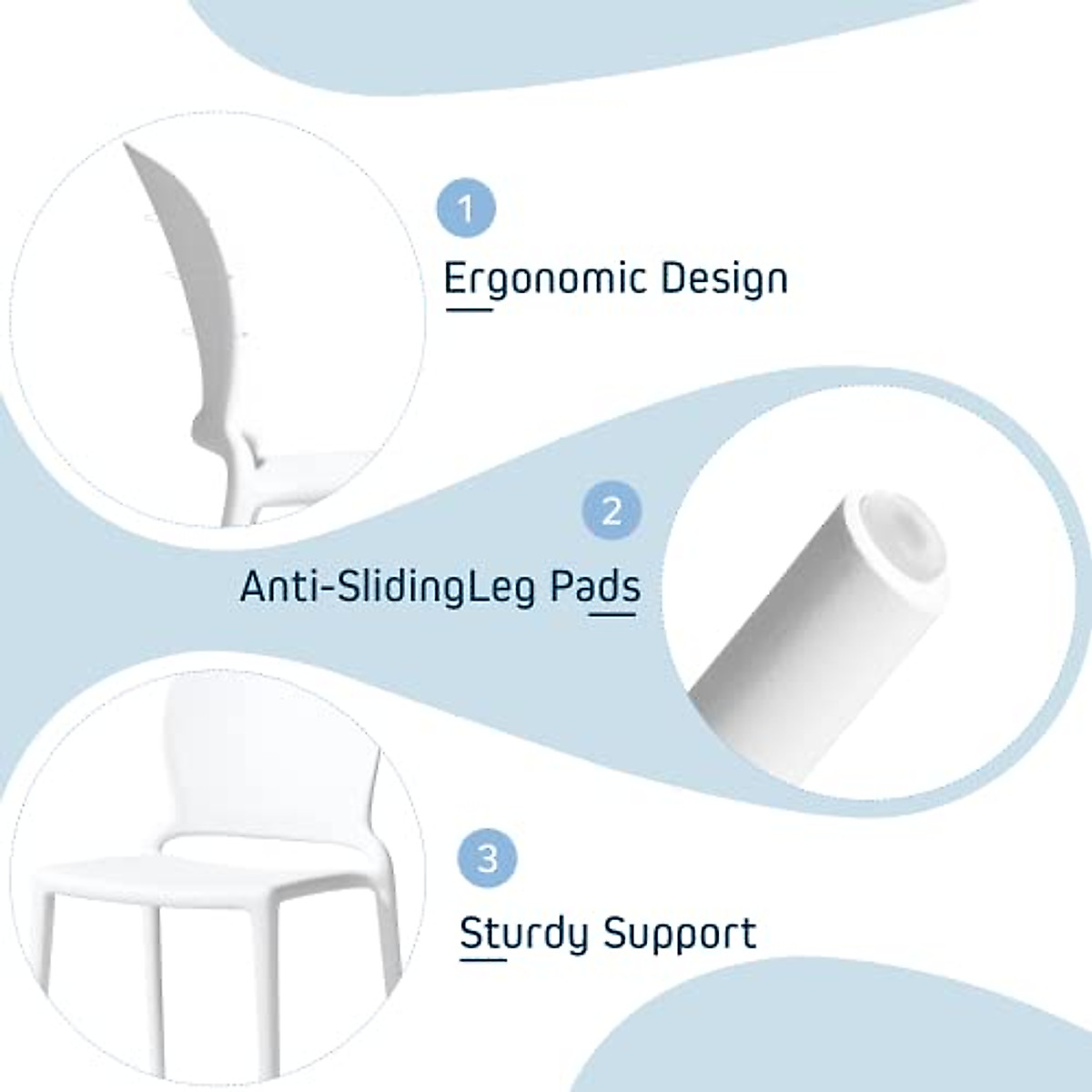 LESHI Dining Chair Modern Kitchen Dining Room Chairs Minimalist Style Creative Design- Set of 2, Premium Plastic, White