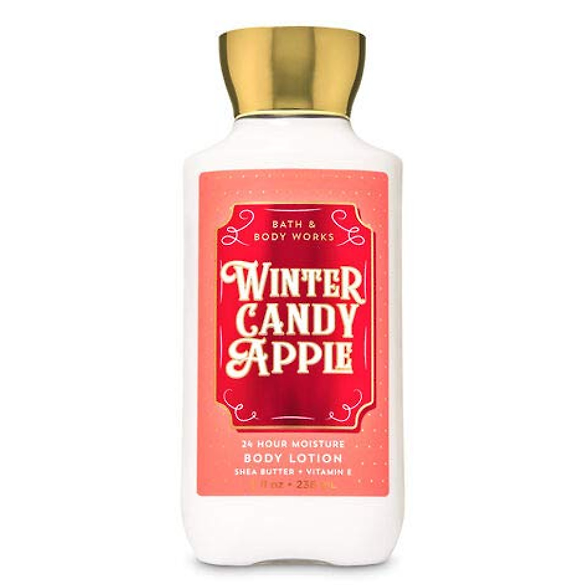 Bath and Body Work Winter Candy Apple Candle Gift Set, 3 Wick and Single Wick Candles, Full Size Body lotion, Shower Gel with Gingham Gift Bag and Tissue