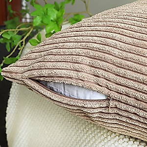 MEKAJUS Pack of 4 Pillow Covers 18x18 Brown Decorative Throw Pillow Covers Soft Corduroy Solid Pillow Covers Modern Decor Square Cushion Covers for Couch Sofa Bedroom Car Living Room (Brown)