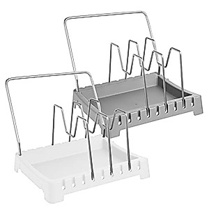 Hoement 2pcs Desktop Storage Rack Desktop Stand Metal Stand Wall Mounted Dish Drying Rack Cutting Board Rack Pan Lid Holder Pot Lid Stand Pan Cover Rest Home Supply Cooking Ladle Holder