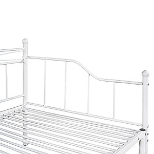 Polibi Twin Size Metal Daybed with Trundle, Extendable Day Bed Frame for Living Room Bedroom, No Spring Box Required, White