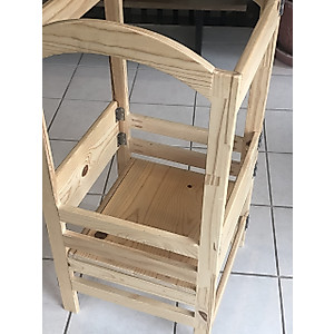 Foldable Kitchen Helper, Toddler Step Stool, Kitchen Helper Tower, Montessori Tower Learning, Adjustable/Collapsible/Folding Toddler Tower (Wax)