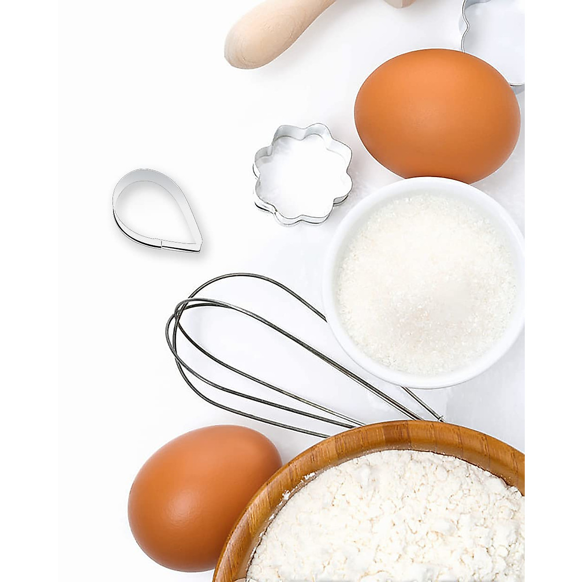 Rose Cutter Set Penta Angel 7Pcs Stainless Steel Flower Petal Fondant Teardrop Shaped Cake Cookie Pastry Baking Mold for Cupcake Topper Decoration (7)