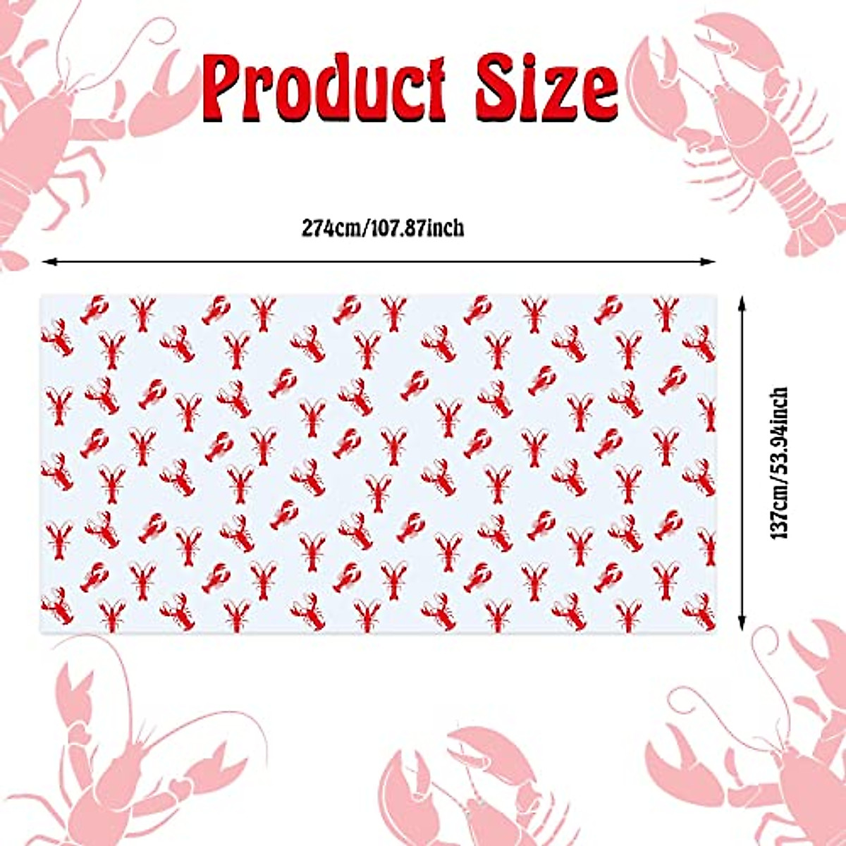 Touman Crawfish Tablecloth Birthday Party Lobster Table Covers White and Red Crawfish Table Cloth for Party Decoration Supplies, 108 x 54 inches (2)