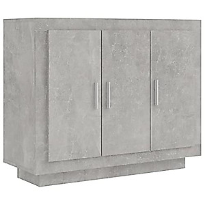 loibinfen Sideboard Buffet Server Storage Cabinet with 3 Doors, Console Table Home Kitchen Sideboard Dining Room Furniture Entryway Cupboard, Concrete Gray 36.2"x13.8"x29.5" -AA