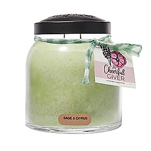 A Cheerful Giver - Sage & Citrus Papa Scented Glass Jar Candle (34oz) with Lid & True to Life Fragrance Made in USA