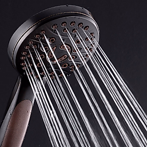 AquaSpa High Pressure 6-Setting Luxury Handheld Shower Head with Extra Wall Bracket, Oil Rubbed Bronze Finish