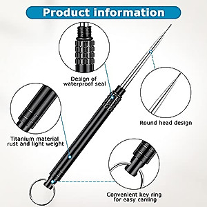 CHENGU 5 Pieces Portable Titanium Toothpicks Metal Pocket Toothpick with Protective Holder Stainless Steel Toothpick Reusable Toothpicks for Picnic Camping Traveling (Black)