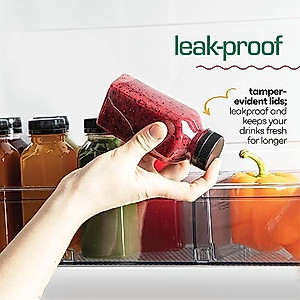 DECADORN 8oz Plastic Bottles With Caps - 12 Pack Plastic Juice Bottles For Juicing - Empty Juice Containers With Lids For Fridge - MADE IN USA Clear Mini Reusable Bottles With Lids - drink container