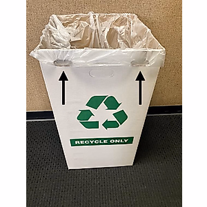 *New* One Earth ''Recycle ONLY'' Printed Cardboard Box Set: Box + Lid + Trash Bag Set (Recycle Only Print), Quantity = 10 Sets,Green