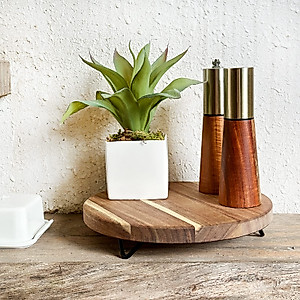 WILDMOS Decorative Round Wood Riser for Display,Pedestal Tray for Home or Kitchen and Bathroom Countertop Organizer,Farmhouse Kitchen Counter Decor Tray. (10-inch)