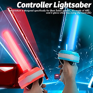 Ermorgen Beat Saber Extension Grips Compatible for Quest 2, Lighting Dual Handles VR Controller Accessories for Enhanced Gaming Experience