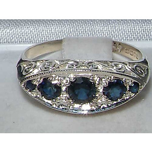 LetsBuyGold 925 Sterling Silver Natural Sapphire Womens Band Ring - Sizes 4 to 12 Available