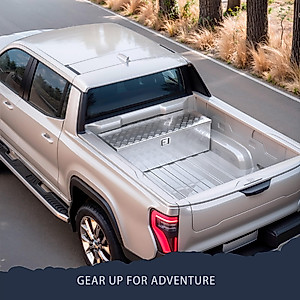 ARKSEN 49 Inch Heavy Duty Aluminum All Purpose Underbody Lock Storage Trailer Truck Trailer Chest Box Underbed Tools Organizer with Side Handle and Key Set – Silver