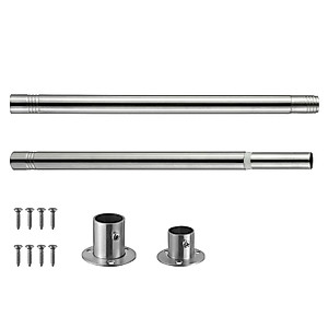 CALCHELE Closet Rods for Hanging Clothes Adjustable Closet Rod Sliver Closet Hanging Rod 15-54"