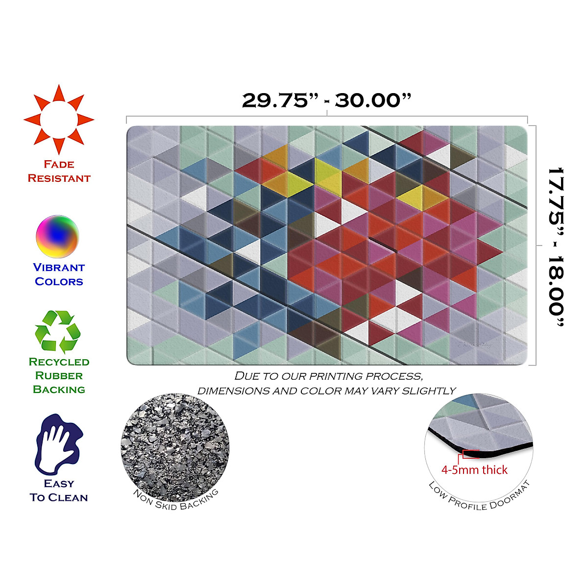 Toland Home Garden 800304 Prism Party Geometric Door Mat 18x30 Inch Triangle Outdoor Doormat for Entryway Indoor Entrance