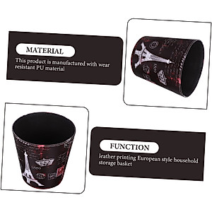 WHAMVOX Garbage Can Waste Paper Basket Metal Trash Can with Lid Decorative Trash Can Rubbish Bin 13 Gallon Trash Can Out The Office Decor Household Trash Can Eiffel Tower Desk Leather