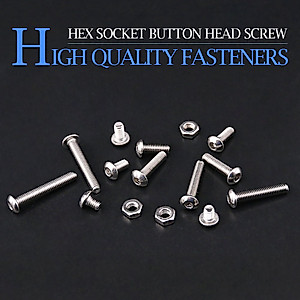 Glarks 230Pcs M3 Stainless Steel Allen Hex Drive Button Head Socket Cap Bolts Screws Nuts Assortment Kit (M3)