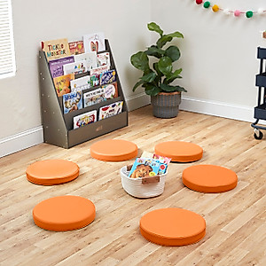 ECR4Kids SoftZone Floor Cushions with Handles, 2" Deluxe Foam, Round, Orange, (6-Pack)