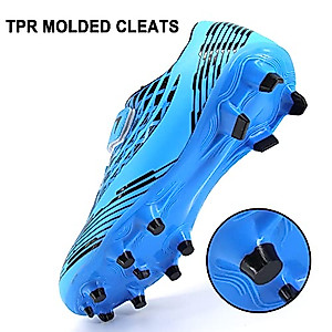 Juzecx Girls Soccer Cleats Boys Soccer Shoes Kids Football Shoes FG/AG Soccer Athletic Cleats Child Indoor Outdoor Soccer Training Shoes Blue 3.5 Big Kid