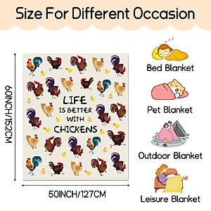 Chicken Blanket Rooster Flannel Throw Blanket 60"x50" Fall Blanket for Adult and Kids Decorative Blankets Funny Soft Cozy Blanket