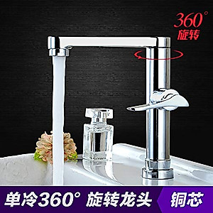 DMUNIZ Classic Kitchen Faucet Balcony Washbasin Full Copper Rotating Single Hole Single Cooling Faucet Kitchen Taps Chrome Kitchen Taps Square