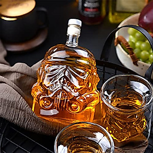 CLKAISHI Whiskey Decanter Glass Bottle Decanter with Lead-free Wine Stopper The Decanter is Fit for Whisky Bourbon Brandy Juice, etc and Can Also be Used as a Handicraft Display, 6.7*4.5*4.3, JP01