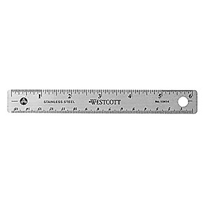 Westcott Stainless Steel Office Ruler with Non Slip Cork Base, 6-Inch (10414)