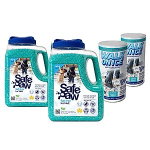 Safe Paw & Traction Magic Walk on Ice Combo for Instant Grip and Ice Melt, Child Plant Dog Paw & Pet Safe, Vet Approved, Non-Toxic,100% Salt & Chloride Free(2 Jug +2 Can)