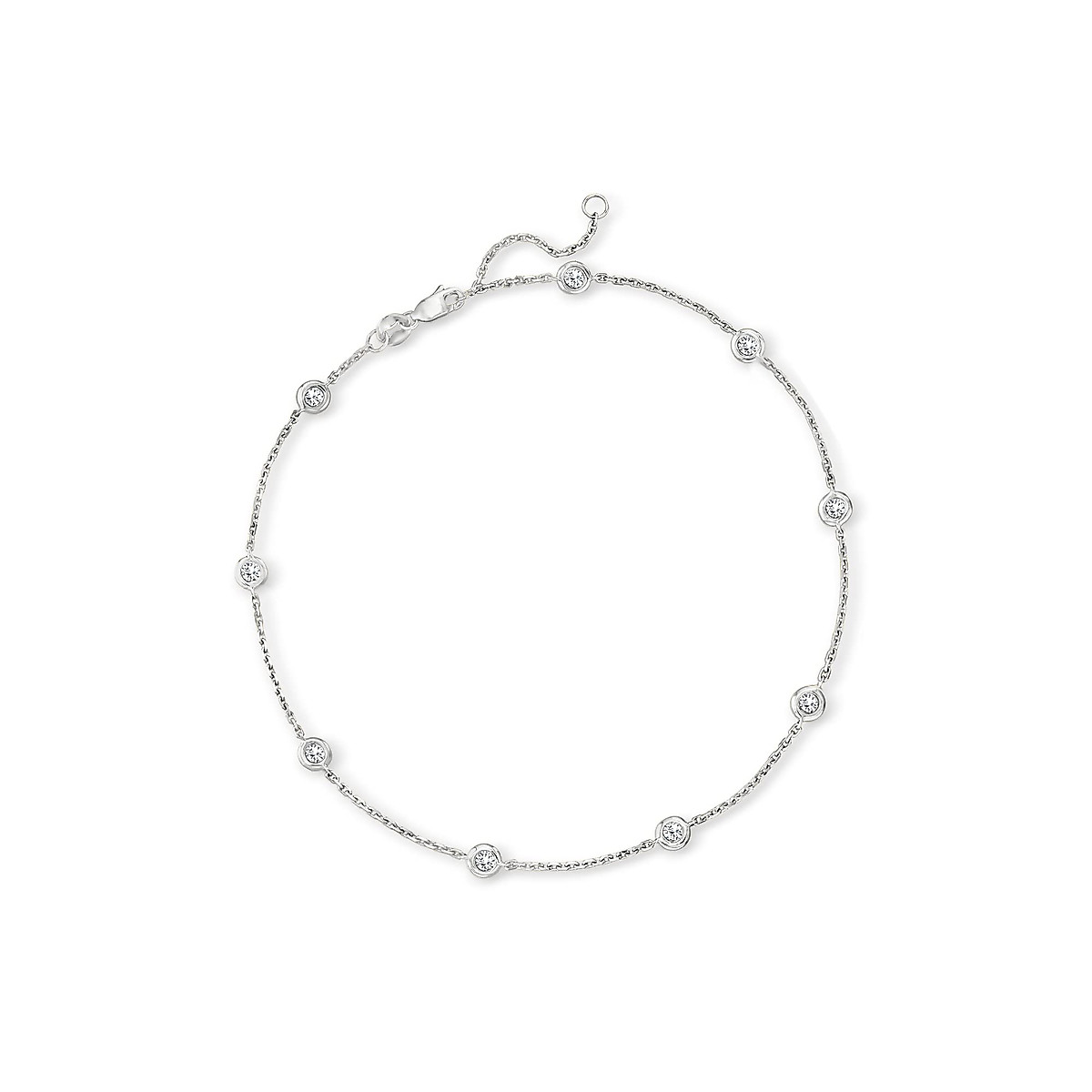 Ross-Simons 14kt Gold Bezel-Set Diamond Station Anklet