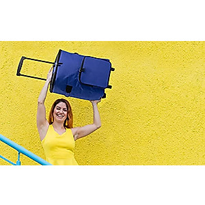 Eternal Living Collapsible Rolling Cooler with Wheels for Sand and Handle 50 Can Capacity Portable Ice Box Chest for Beach, Blue