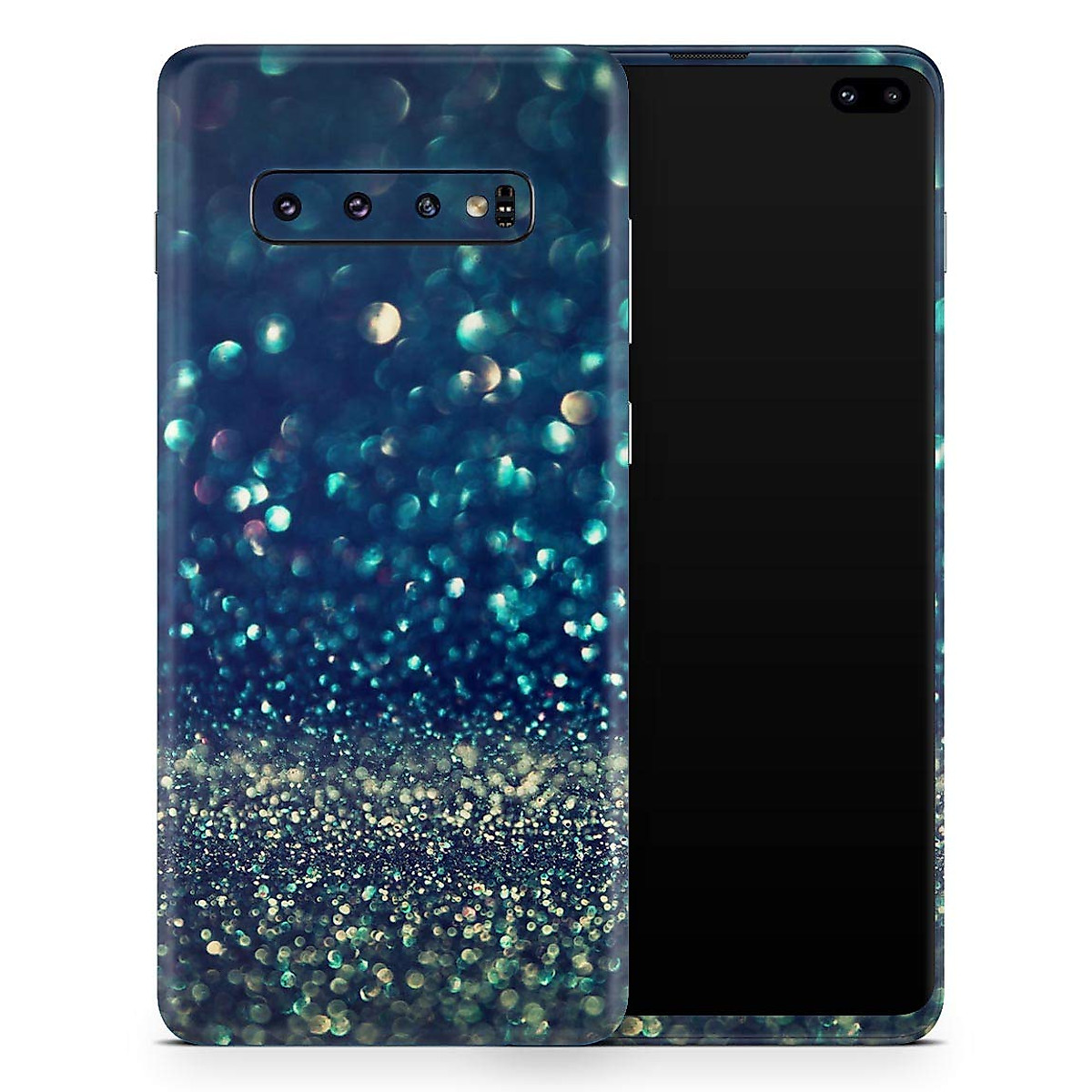 DesignSkinz Navy and Gold Unfocused Sparkles of Light Protective Vinyl Decal Wrap Skin Cover Compatible with The Samsung Galaxy S20 (Screen Trim & Back Glass Skin)