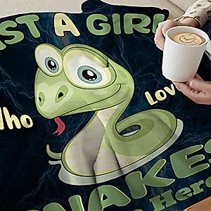 Abheda Snakes Custom Blanket for Girl Women Just A Girl Who Loves Snakes Blanket Personalize NameSuper Blanket Soft Throw Warm Gift for Snakes Lover Birthday Graduate Blankets 60"X50" for Teen