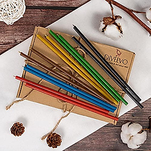 Diveevo ecclesiastical Beeswax Candles - 50 pcs. I Ritual Candles L-6.3 in, Ø-0.2 in I 30 min Burning time Yellow red Green Blue Black I Thin Candles drip- & smokefree