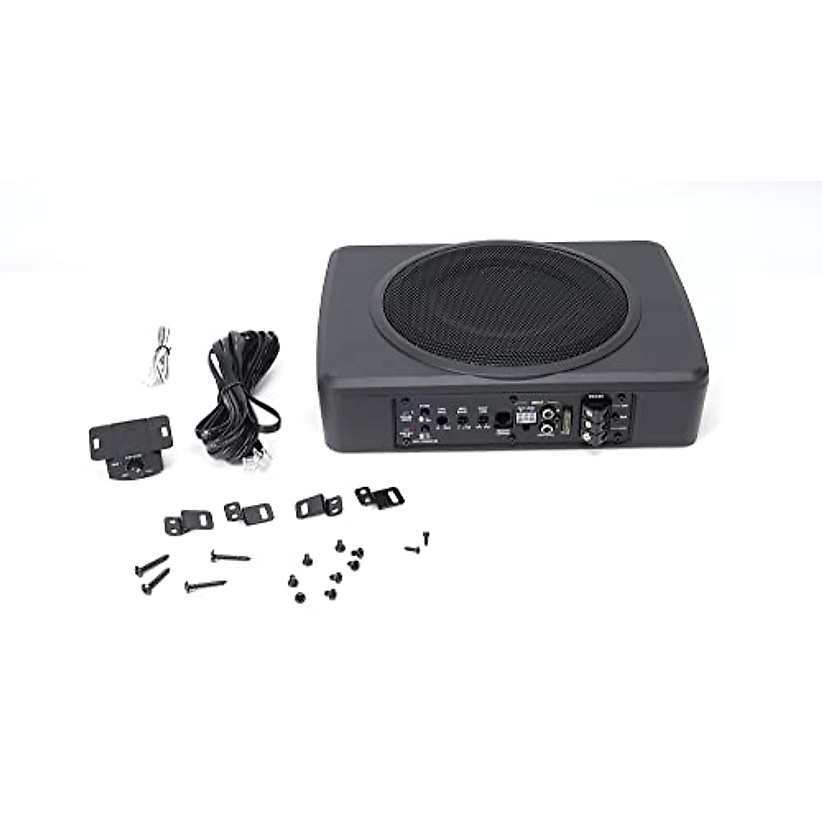 PLINIUS slim subwoofer underseat with amp Active Powered Car- 600 Watts Max Power, Low Profile, 8 Inch Subwoofer, Remote Subwoofer Control, Built in Amplifier, for Truck, Boxes and Enclosures